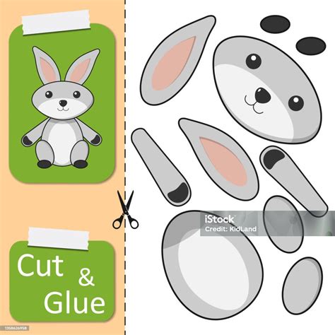 잘라서 종이 토끼를 접착제 응용 프로그램을 만화 재미 토끼를 만듭니다 아이들을위한 교육 수수께끼 엔터테인먼트와 오락 아이 로직 게임 및 활동 퍼즐 유치원 워크시트 활동 0