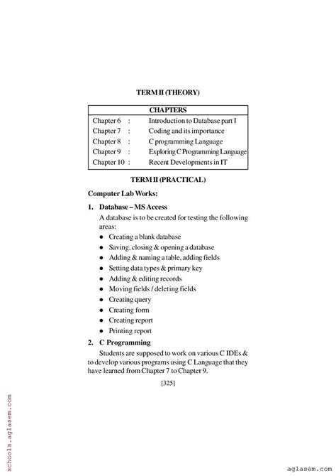 Seba Class 10 Computer Science Syllabus 2024 Pdf