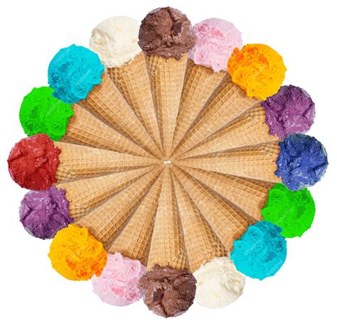 Premium Photo Ice Cream Scoop Collection Circle Sundae Cone Icecream