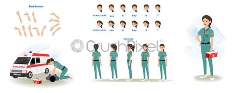 A Paramedic Model Sheet Female Paramedic Turnaround Sheet Health Worker Stock Vector 6349600