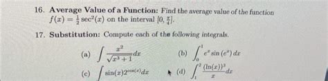 solved 16 average value of a function find the average