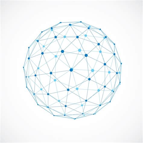 Premium Vector 3d Vector Digital Wireframe Spherical Object Made Using Triangular Facets
