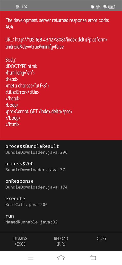 The Development Server Returned Response Error Code Index Delta Platform Android Issue
