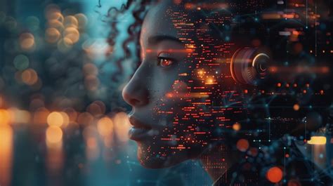 Premium Photo Digital Data Visualization Over Woman39s Profile