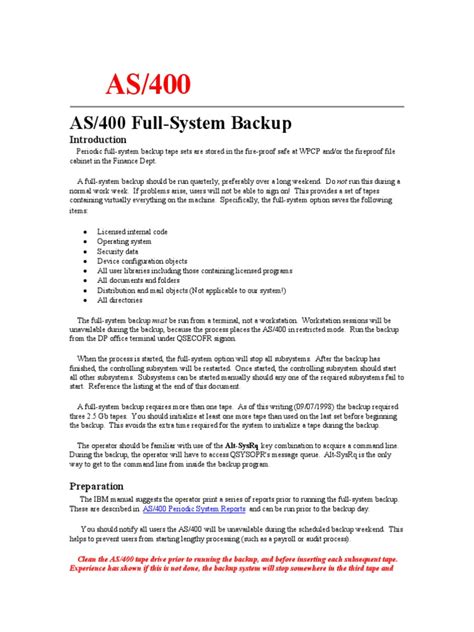 400 Full Backup Pdf Command Line Interface Ibm System I
