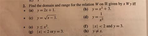 Solved Find The Domain And Range For The Relation W On R