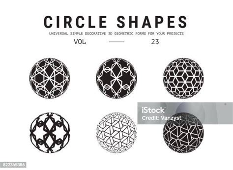 동그라미 모양이 설정합니다 보편적인 간단한 장식 기하학적 형태 3차원 형태에 대한 스톡 벡터 아트 및 기타 이미지 3차원 형태 개념 검은색 Istock