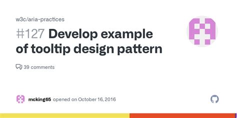 develop example of tooltip design pattern · issue 127 · w3c aria