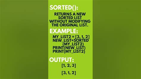 Difference Between Sort And Sorted In Python Pythonprogramming Youtube