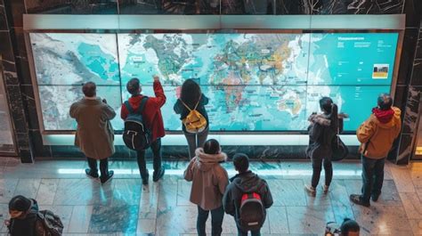 premium photo large touchscreen in public space displays big data