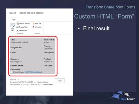 transform sharepoint default list forms with html css and javascript pptx