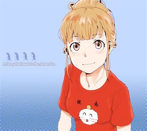 Safebooru 1girl Bird Blonde Hair Blue Background Breasts Brown Eyes