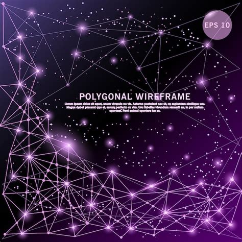 Premium Vector Purple Digitally Drawn Futuristic Low Poly Wire Frame