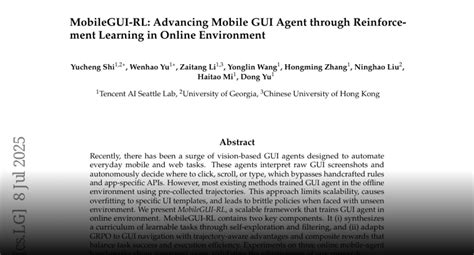Paper Page Mobilegui Rl Advancing Mobile Gui Agent Through Reinforcement Learning In Online