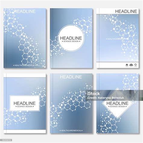 Wissenschaftliche Broschüre Designvorlage Vektorflyerlayout Molekulare