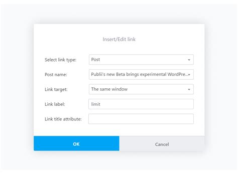 inline editor toolbar internal link functionality wordpress importer