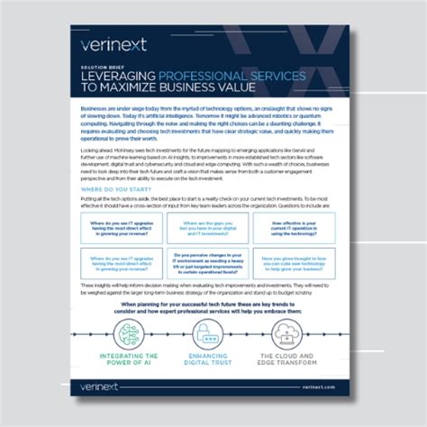 Leveraging Professional Services To Maximize Business Value Solution Brief