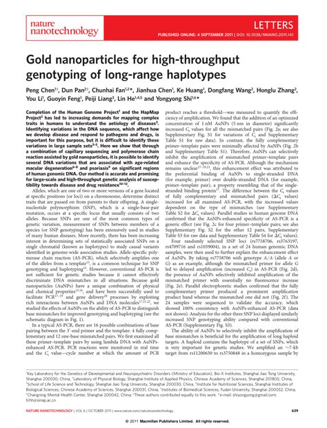 Pdf Gold Nanoparticles For High Throughput Genotyping Of Long Range