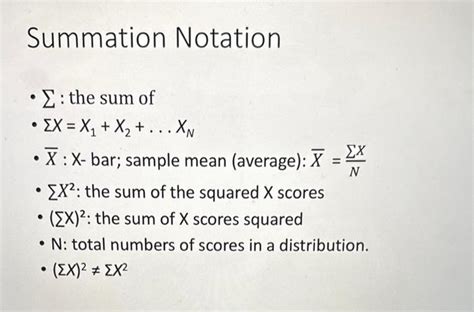 Solved Summation Notation ∑ The Sum Of Σx X1 X2 …xn
