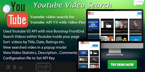 youtube video search youtube api v3 php script by nelliwinne codester