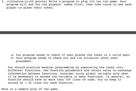 Solved 3 Tictactoec 40 Points Write A Program To Play