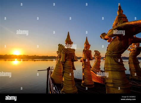 Golden Statues Are Decorating The Pyi Gyi Mon Royal Barge A Swimming