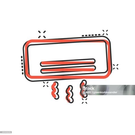 코믹 스타일의 컨디셔너 아이콘 흰색 고립 된 배경에 쿨러 만화 벡터 그림 차가운 기후 스플래시 효과 비즈니스 개념 0명에 대한