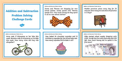 Editable Addition And Subtraction Problem Solving Challenge Cards