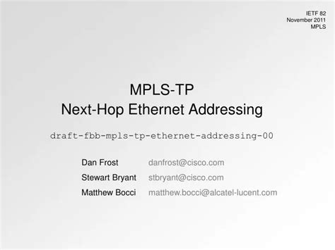 Ppt Mpls Tp Next Hop Ethernet Addressing Draft Fbb Mpls Tp Ethernet
