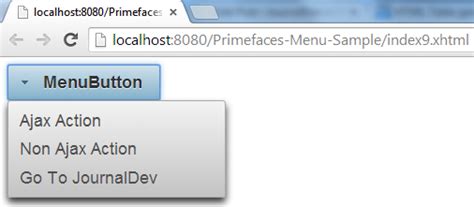 Primefaces Menu MenuBar MenuButton TieredMenu SlideMenu Example DigitalOcean