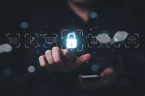 Premium Photo Businessman Touching Virtual Master Key To Input And Access Password For