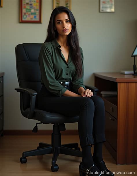 Sri Lankan Woman In Office Stable Diffusion Online