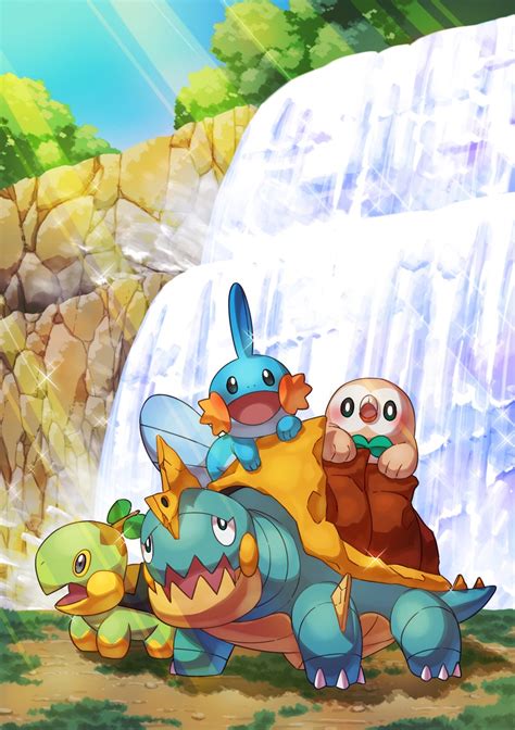 Rowlet Mudkip Turtwig And Drednaw Pokemon Drawn By Taisa