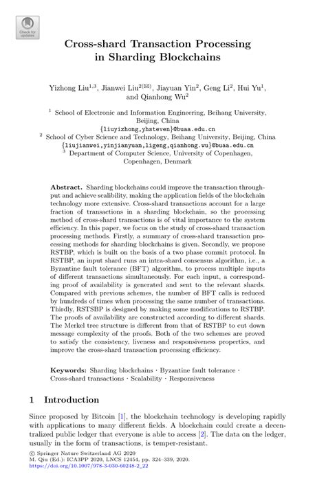 Pdf Cross Shard Transaction Processing In Sharding Blockchains