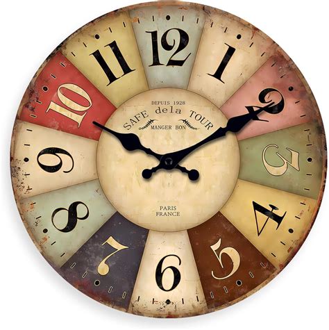 Amazon.com: Constantplanet Farmhouse Wall Clock Living Room Decor Colorful Wall Clock Battery ...