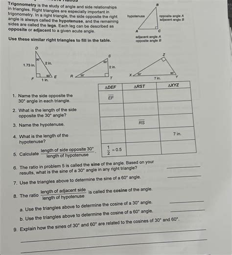 Solved Trigonometry Is The Study Of Angle And Side Chegg