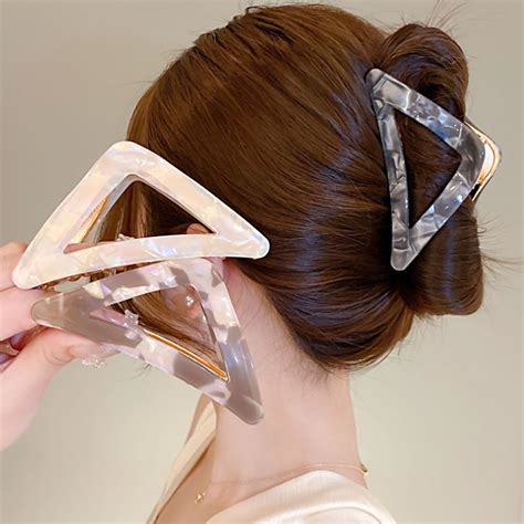 특이한 마블 자개 삼각 대왕 헤어 프랑스 집게핀 머리핀 올림머리 똥머리 바나나 삔 홈플러스 택배배송