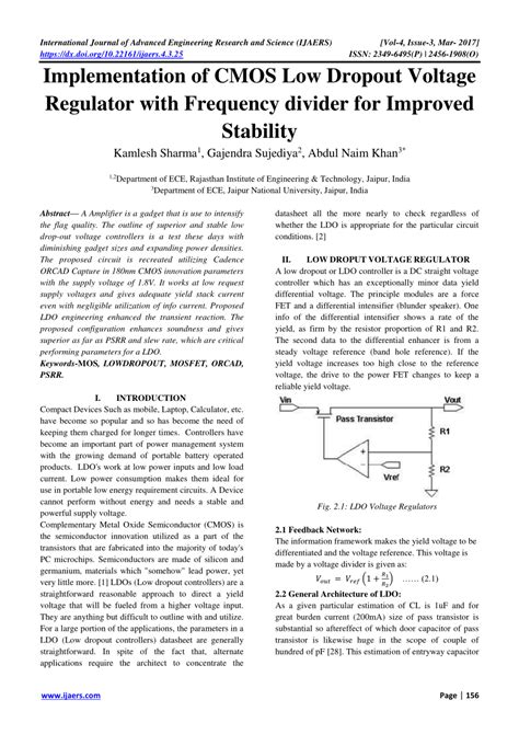 PDF Implementation Of CMOS Low Dropout Voltage Regulator With Frequency Divider For Improved