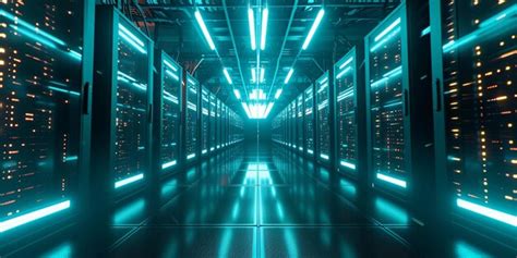 Generate A Hightech Data Center With Rows Of Glowing Servers And Cables Premium Ai Generated Image