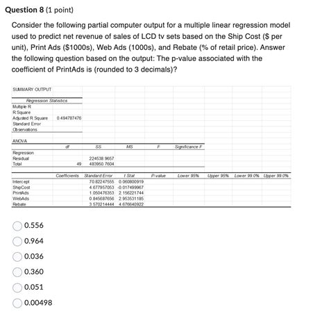 solved question 8 1 ﻿point consider the following partial