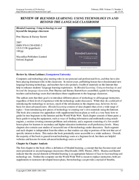 Pdf Review Of Blended Learning Using Technology In And Beyond The Language Classroom Blended