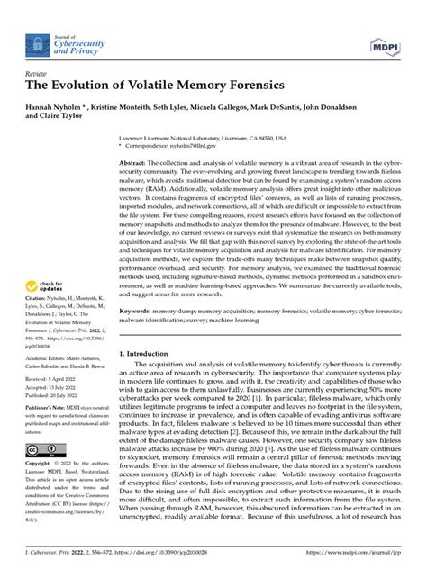 the evolution of volatile memory forensics pdf