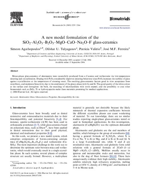 Pdf A New Model Formulation Of The Sioalobomgocaonaof Glass Ceramics