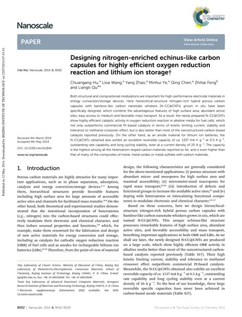 Pdf Designing Nitrogen Enriched Echinus Like Carbon Capsules For