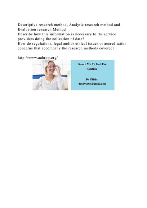 Descriptive Research Method Analytic Research Method And Evaluation Docx