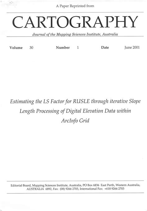 Pdf Estimating The Ls Factor For Rusle The Slope Length Processing Of