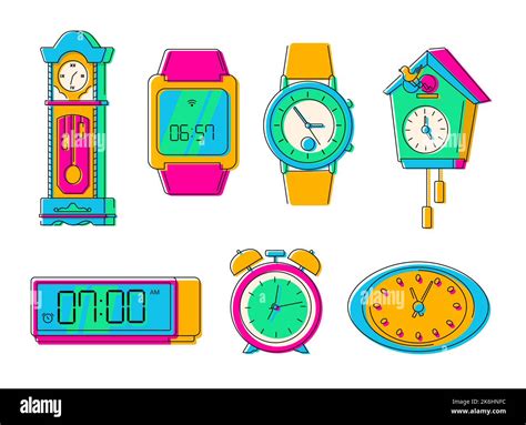 Different Generations Of Watches Line Design Style Objects Set Stock Vector Image And Art Alamy