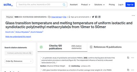 Glass Transition Temperature And Melting Temperature Of Uniform Isotactic And Syndiotactic Poly