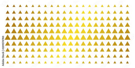 Filled Triangle Icon Golden Halftone Pattern Vector Filled Triangle Shapes Are Arranged Into