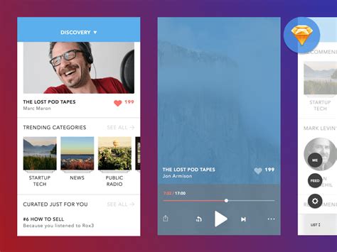 Podcast App Design Sketch freebie - Download free resource for Sketch - Sketch App Sources